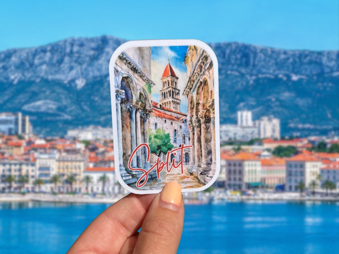 Split Sticker Croatia, Backpacker Sticker, Watercolor Travel Art ...
