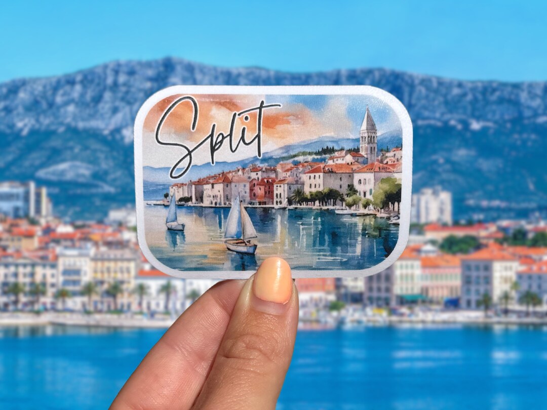 Split 2 Sticker Croatia, Backpacker Sticker, Watercolor Travel Art ...