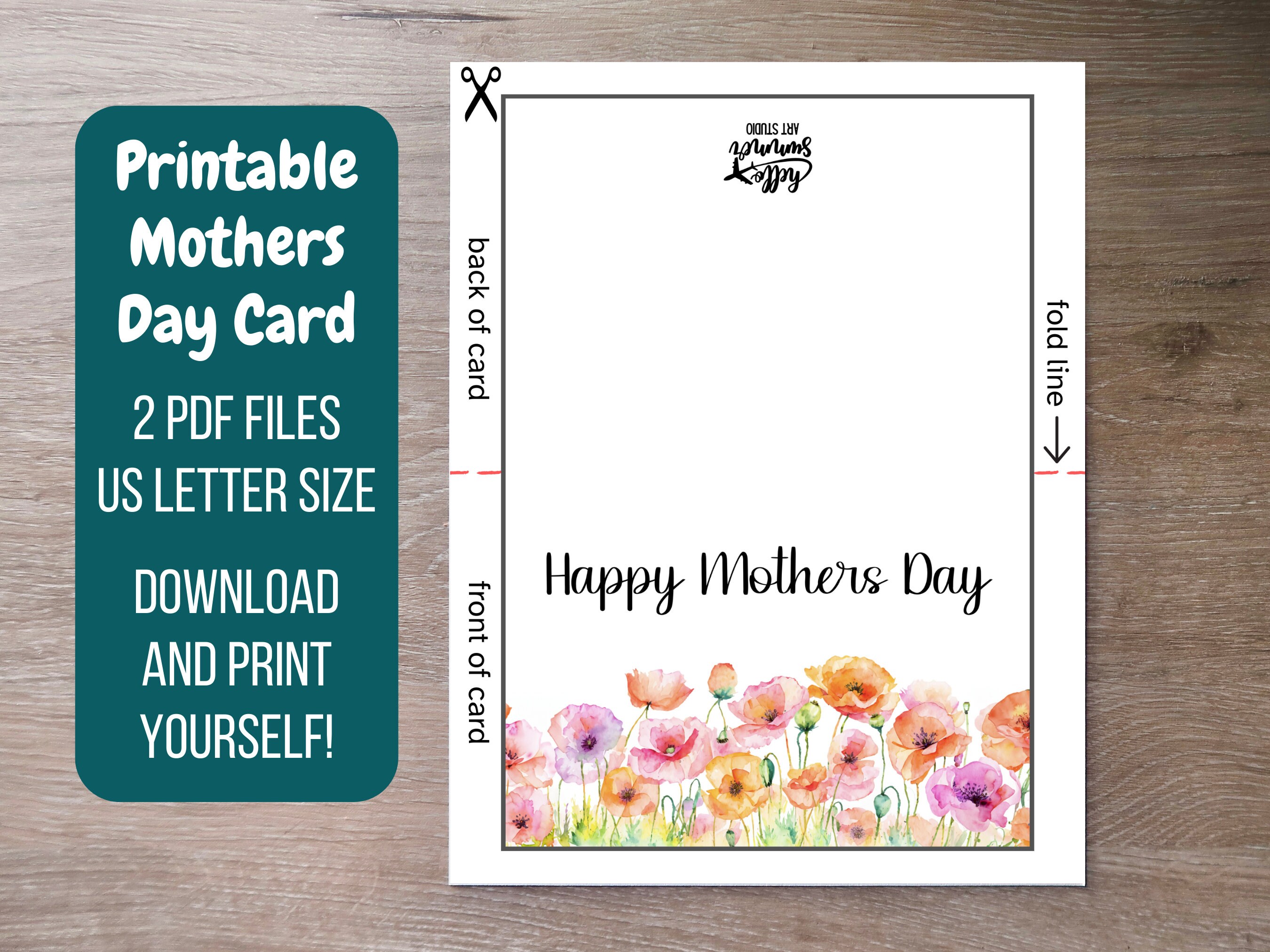 Floral Printable Mothers Day Card 1 Instant Download, DIY Print Cards ...