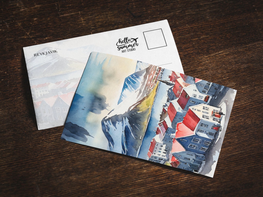 Reykjavik Watercolor Postcard, 5 X 7 Stationery, Mini Art Print, Travel ...