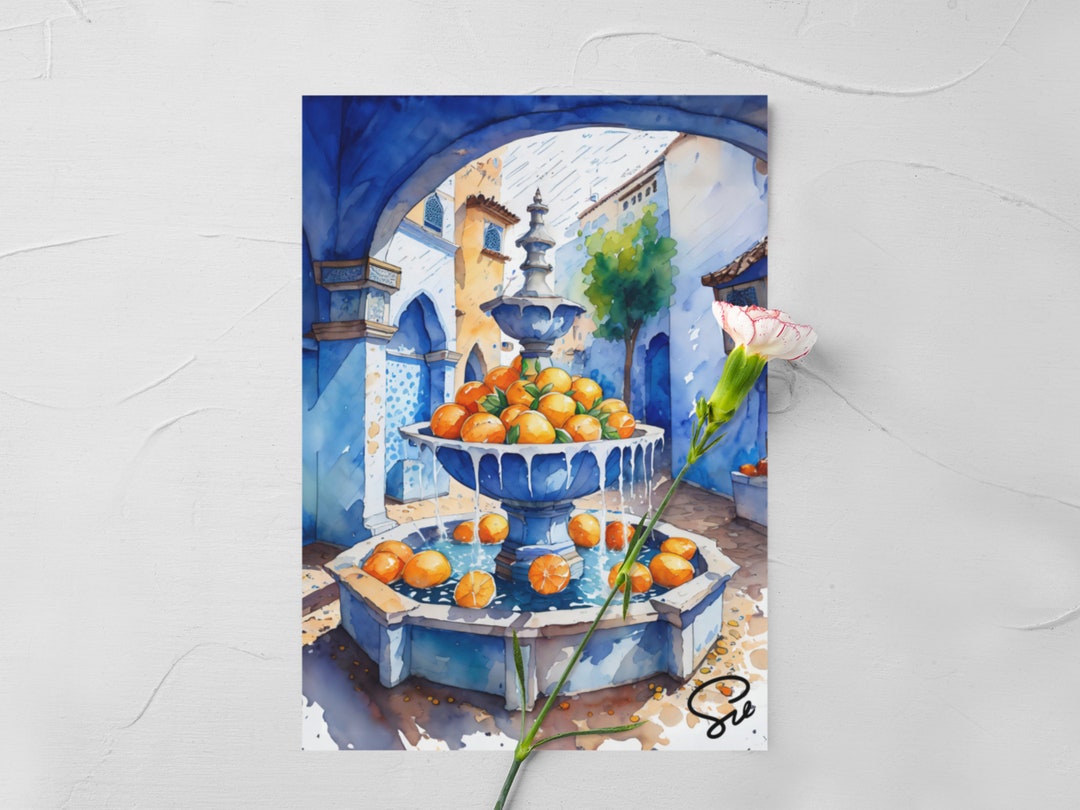 Chefchaouen Watercolor Painting DIGITAL ART Morocco, Travel Art, Art ...
