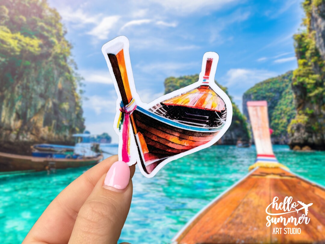 Thailand Long Boat Sticker - Thailand Sticker, Bangkok Sticker, Asia ...