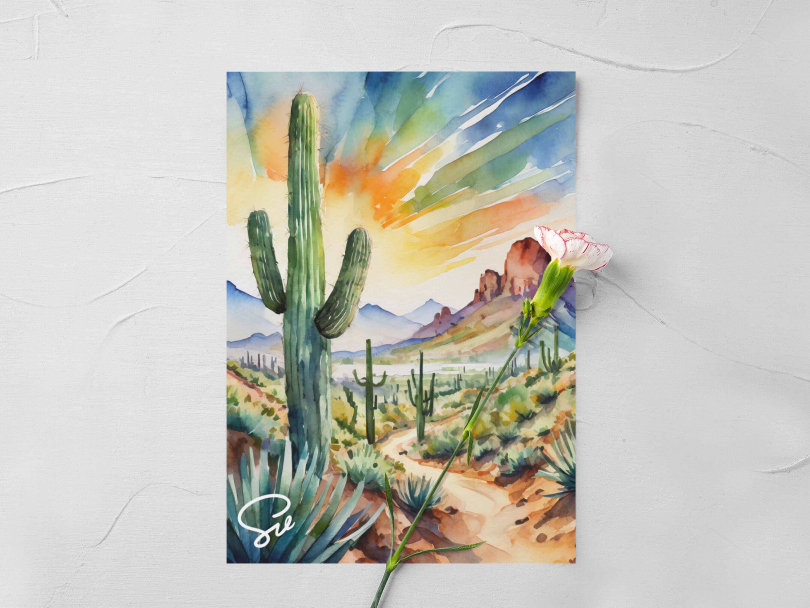 Saguaro National Park Watercolor Painting (DIGITAL ART) Texas, Western ...