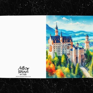 Neuschwanstein Castle Watercolor Greeting Cards, 5 X 7 Greeting Card ...