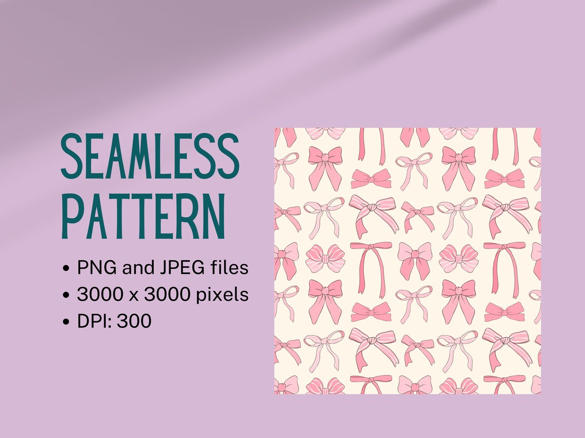 Ribbon Bow Pattern DIGITAL ART France, Seamless Pattern, Pattern Tiles ...