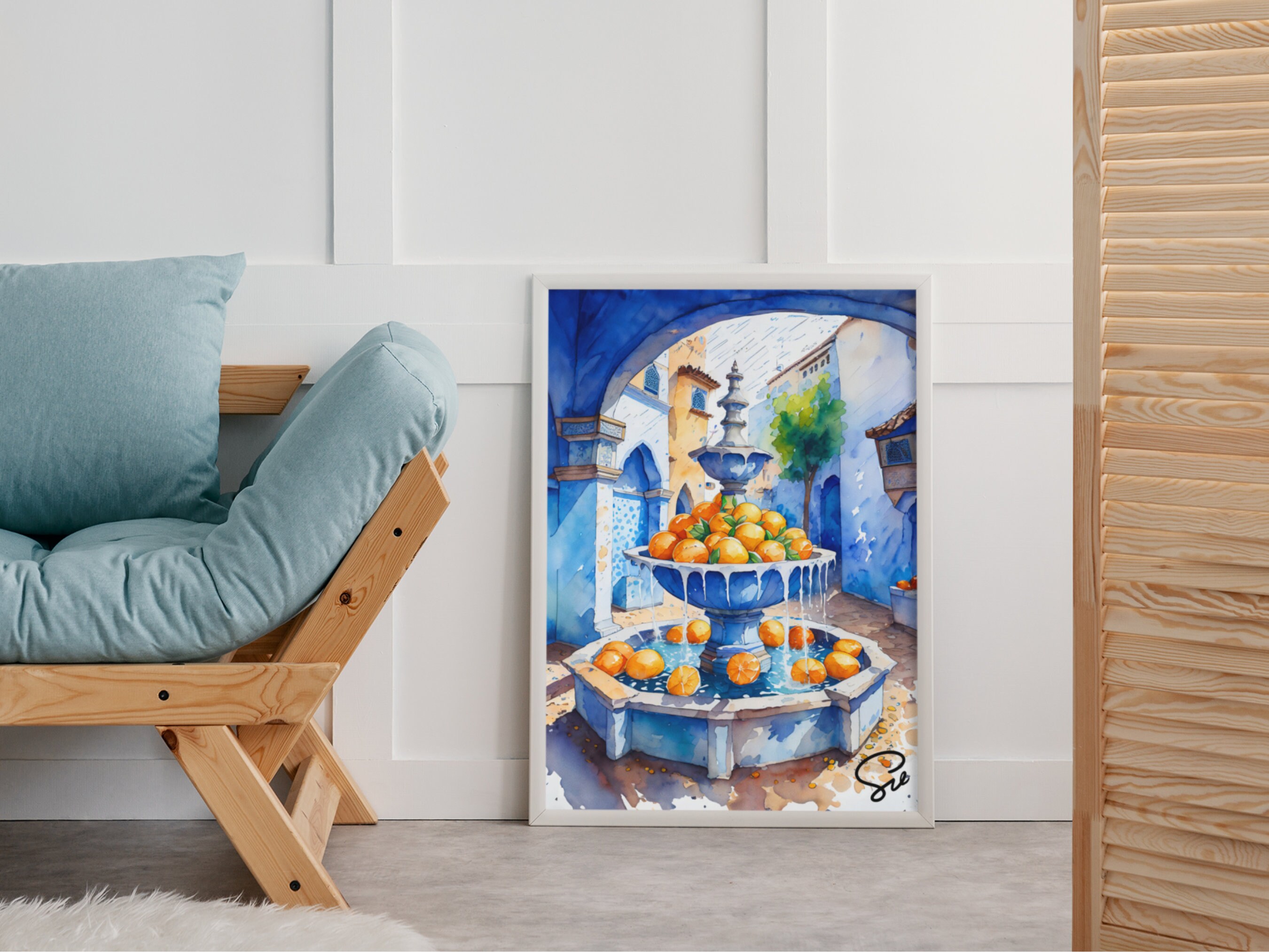 Chefchaouen Watercolor Painting DIGITAL ART Morocco, Travel Art, Art ...