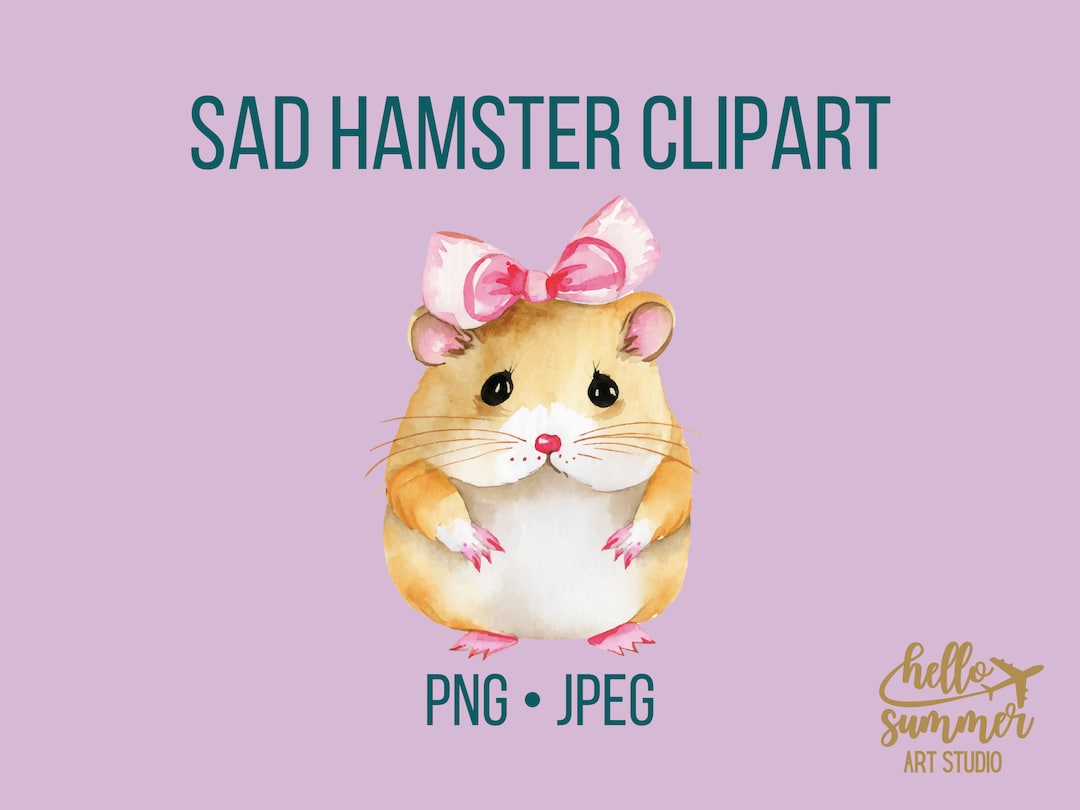 Sad Hamster Watercolor Png, Jpeg Cute Clipart, Coquette, Meme Hamster ...