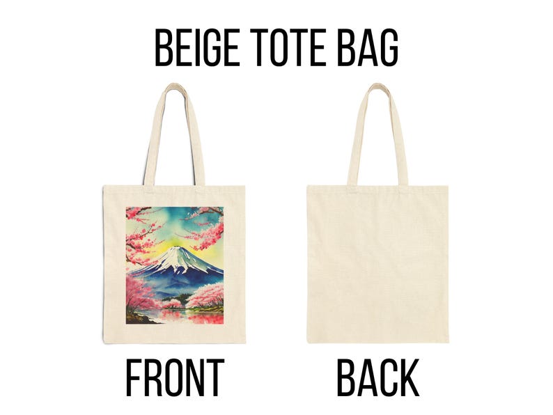 Mount Fuji Canvas Tote - Library Bag, Reusable Grocery Bag, Cotton Tote ...