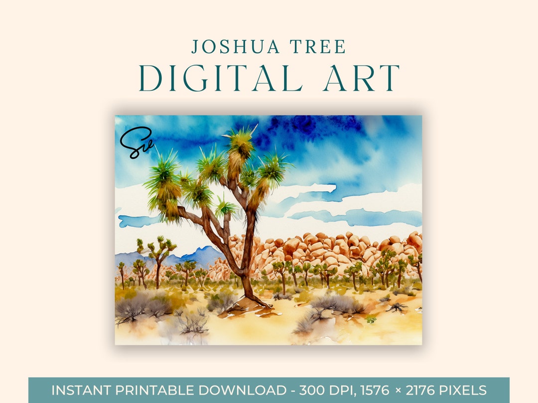 Joshua Tree National Park Watercolor Painting (DIGITAL ART) National ...