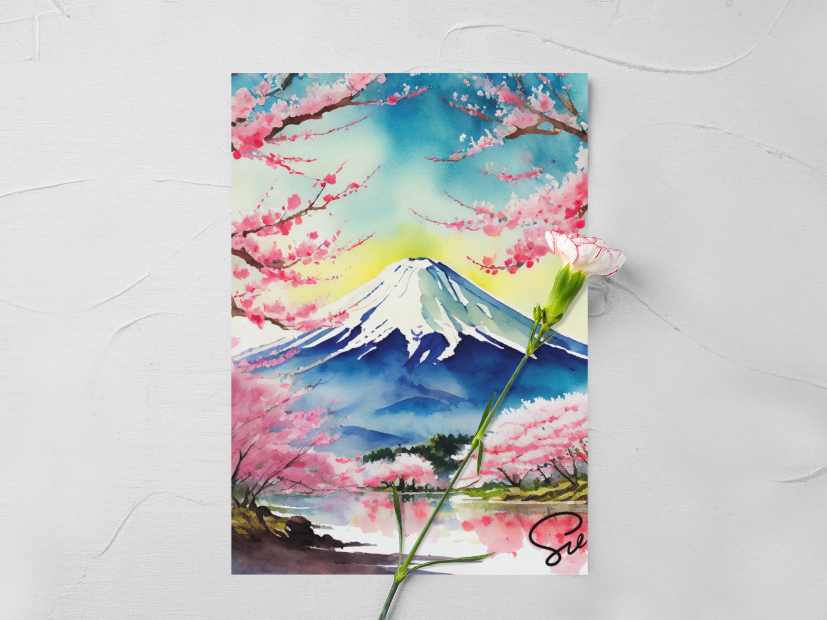Mount Fuji Watercolor Painting DIGITAL ART Japan, Travel Art, Art ...