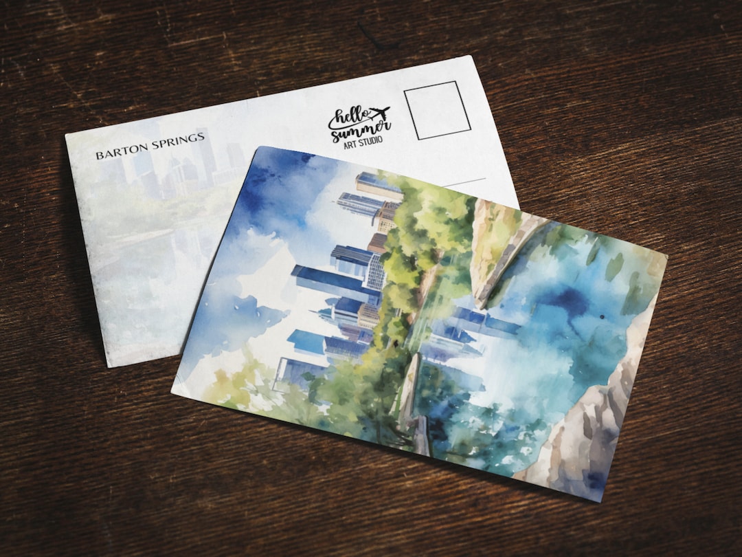 Barton Springs Watercolor Postcard, 5 X 7 Stationery, Texas Postcard ...