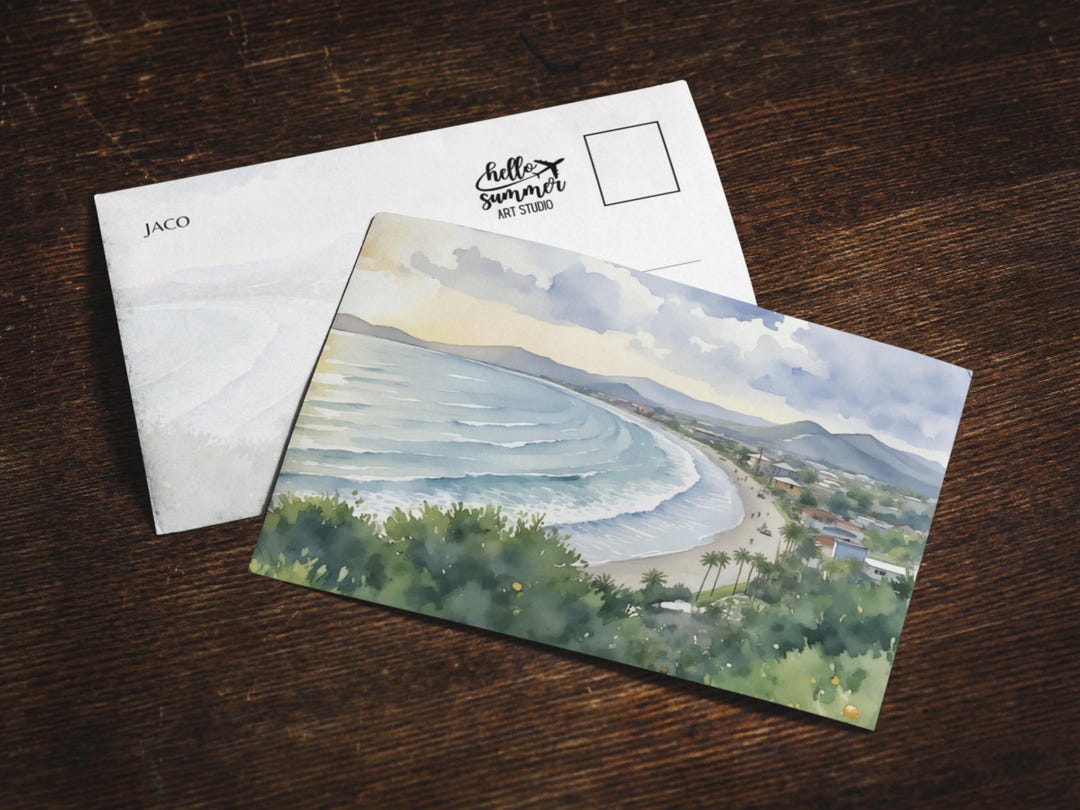 Jaco Beach Watercolor Postcard, 5 X 7, Costa Rica, Central America ...