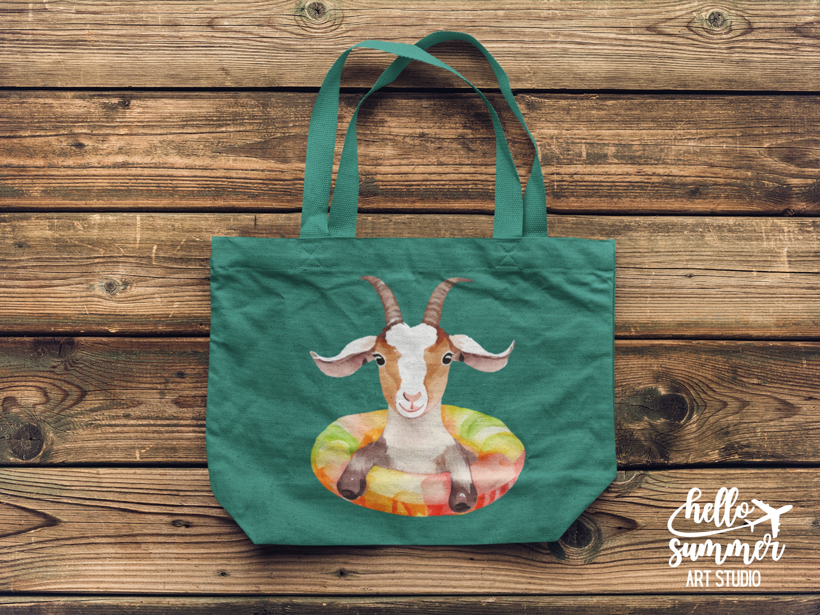 Goat on a Float Watercolor Png, Jpeg Goat Clip Art, Summer Cricut Art ...