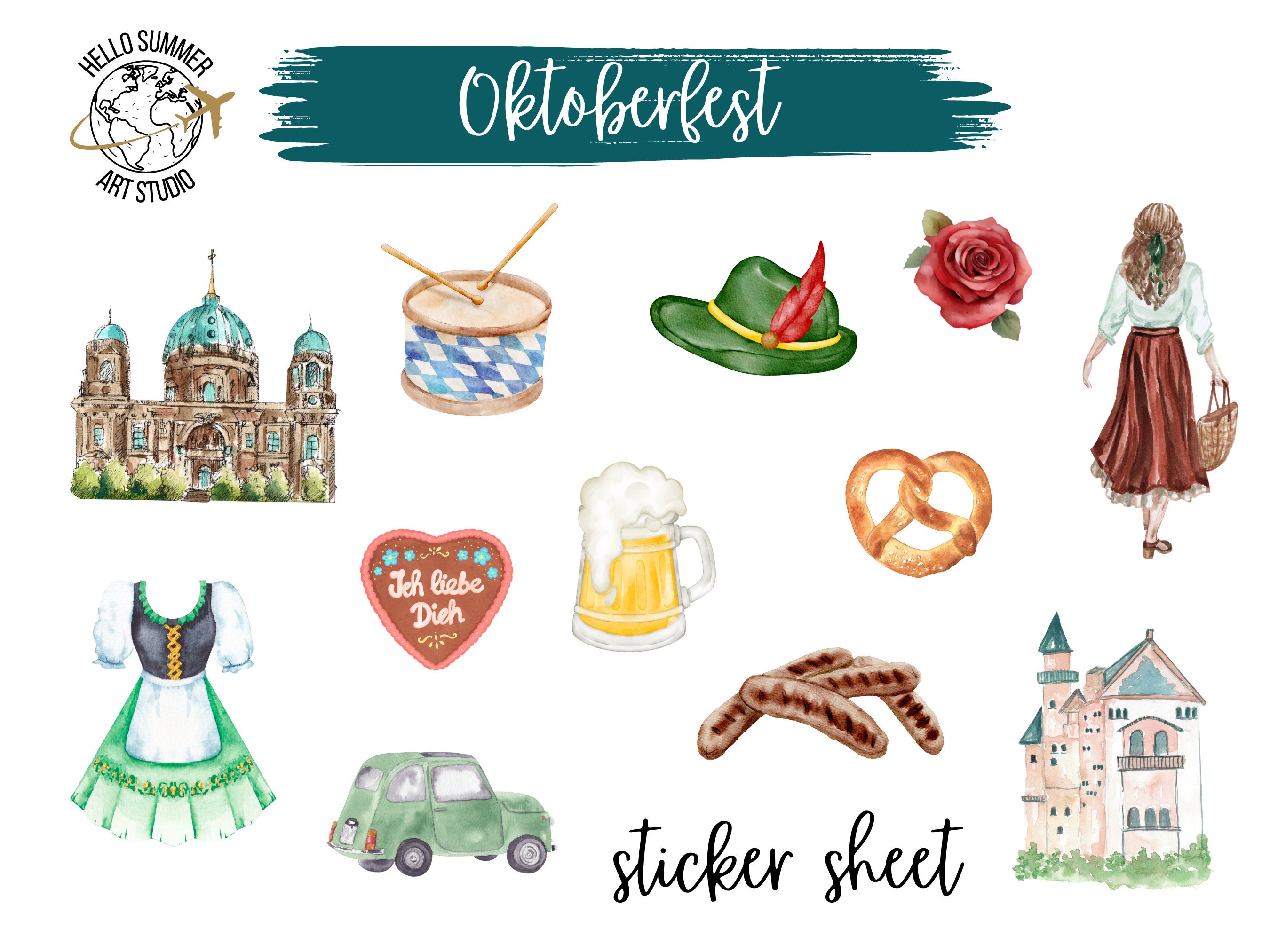 Oktoberfest Sticker Sheet Planner Stickers, Scrap Book Stickers, Travel ...
