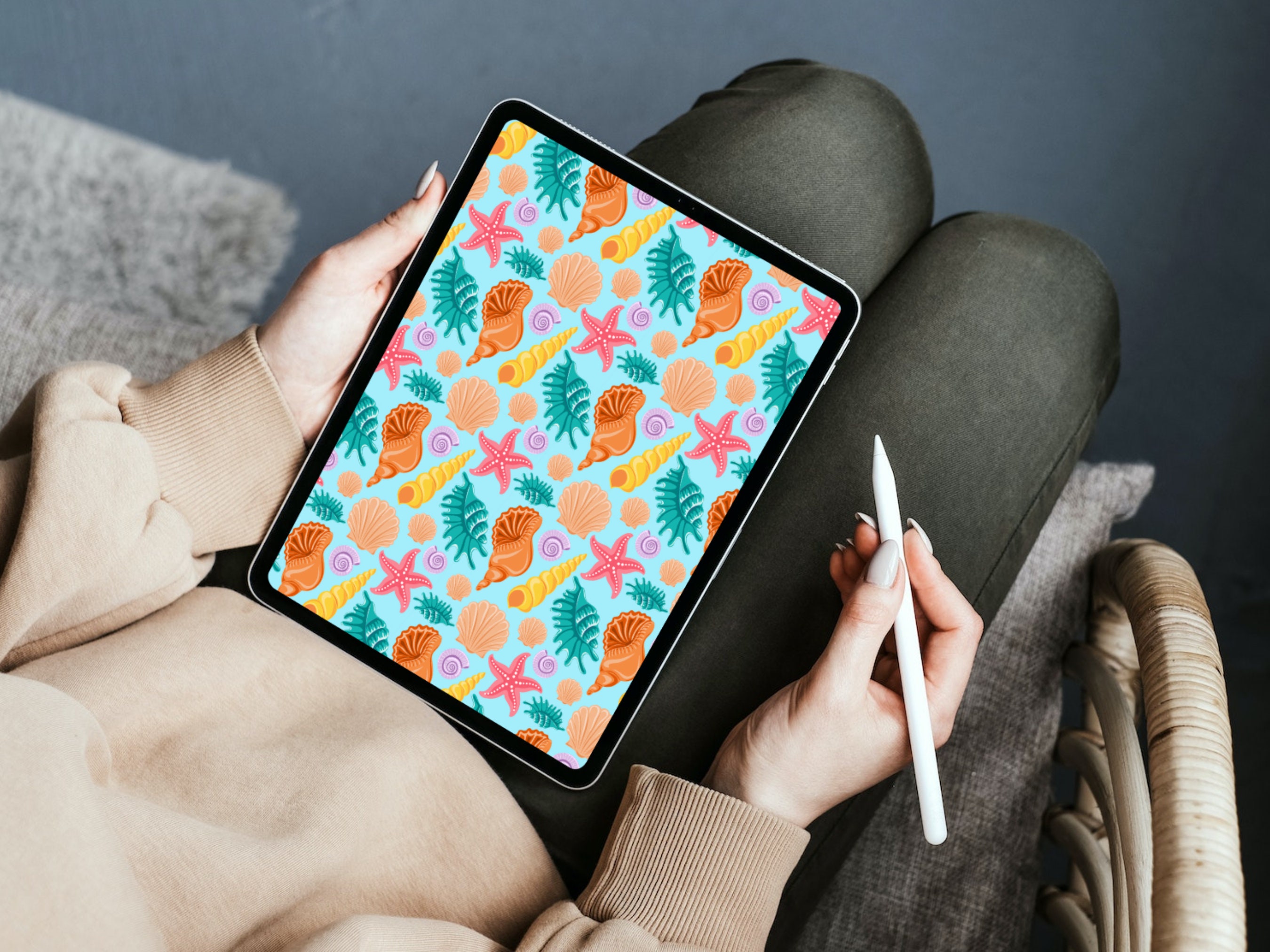 Shell Repeating Pattern DIGITAL ART France, Seamless Pattern, Pattern ...