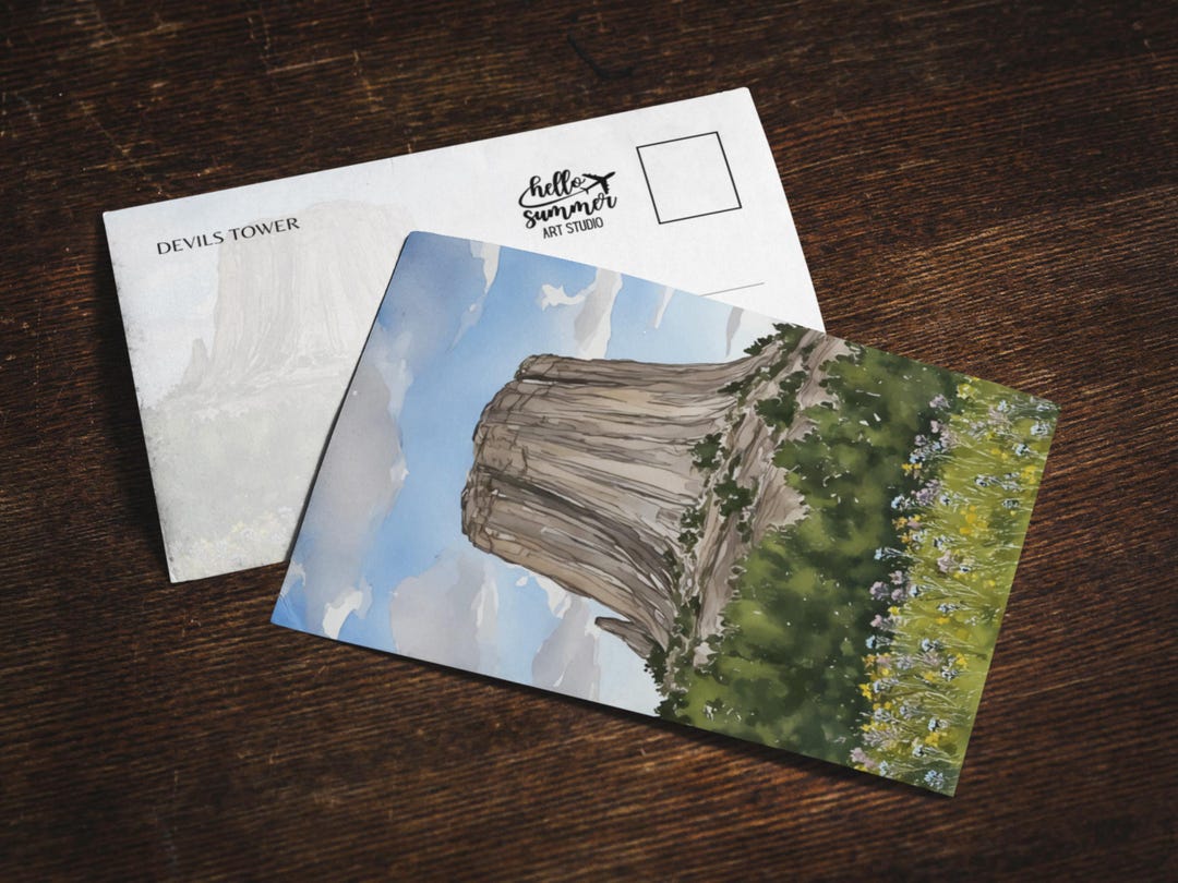 Devils Tower National Monument Watercolor Postcard, 5 X 7 Stationery ...