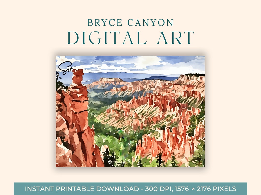 Bryce Canyon National Park Watercolor Painting (DIGITAL ART) National ...
