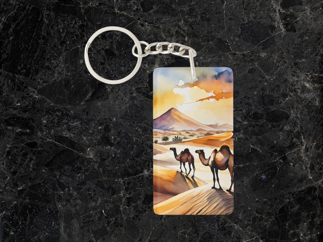 Sahara Desert Acrylic Keychain - Egypt, Camel, Travel Custom Keychain ...