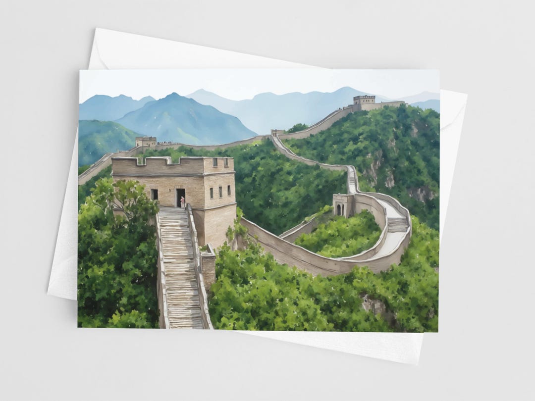 Great Wall of China Watercolor Greeting Cards, 5 X 7 Greeting Card Set ...
