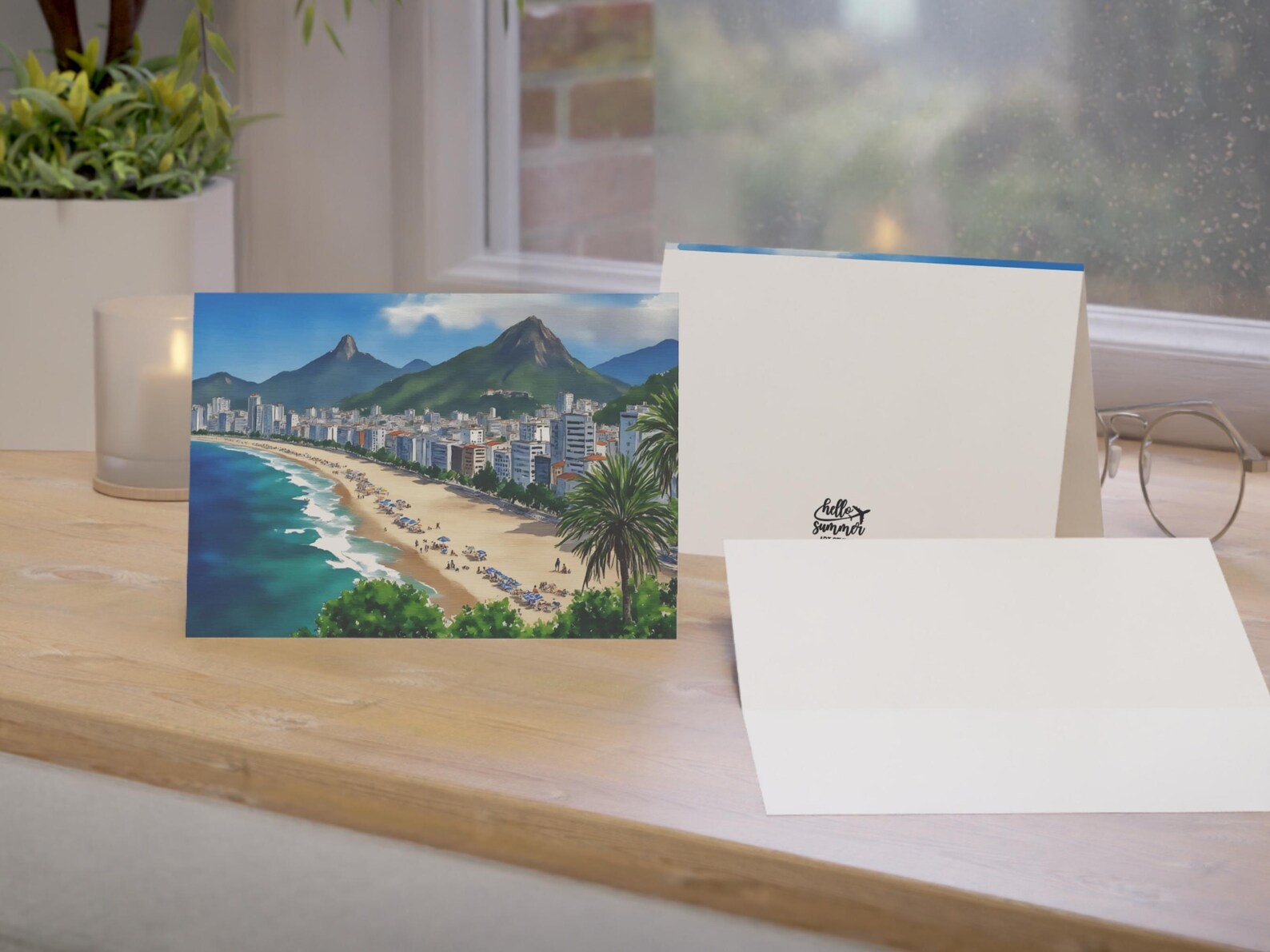 Copacabana Beach Watercolor Greeting Cards - 5 X 7 Greeting Card Set ...