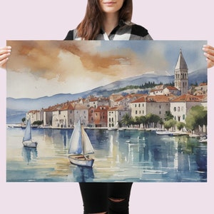 Split Watercolor Art Print - Croatia, Balkans, Europe Wall Art, Eastern ...