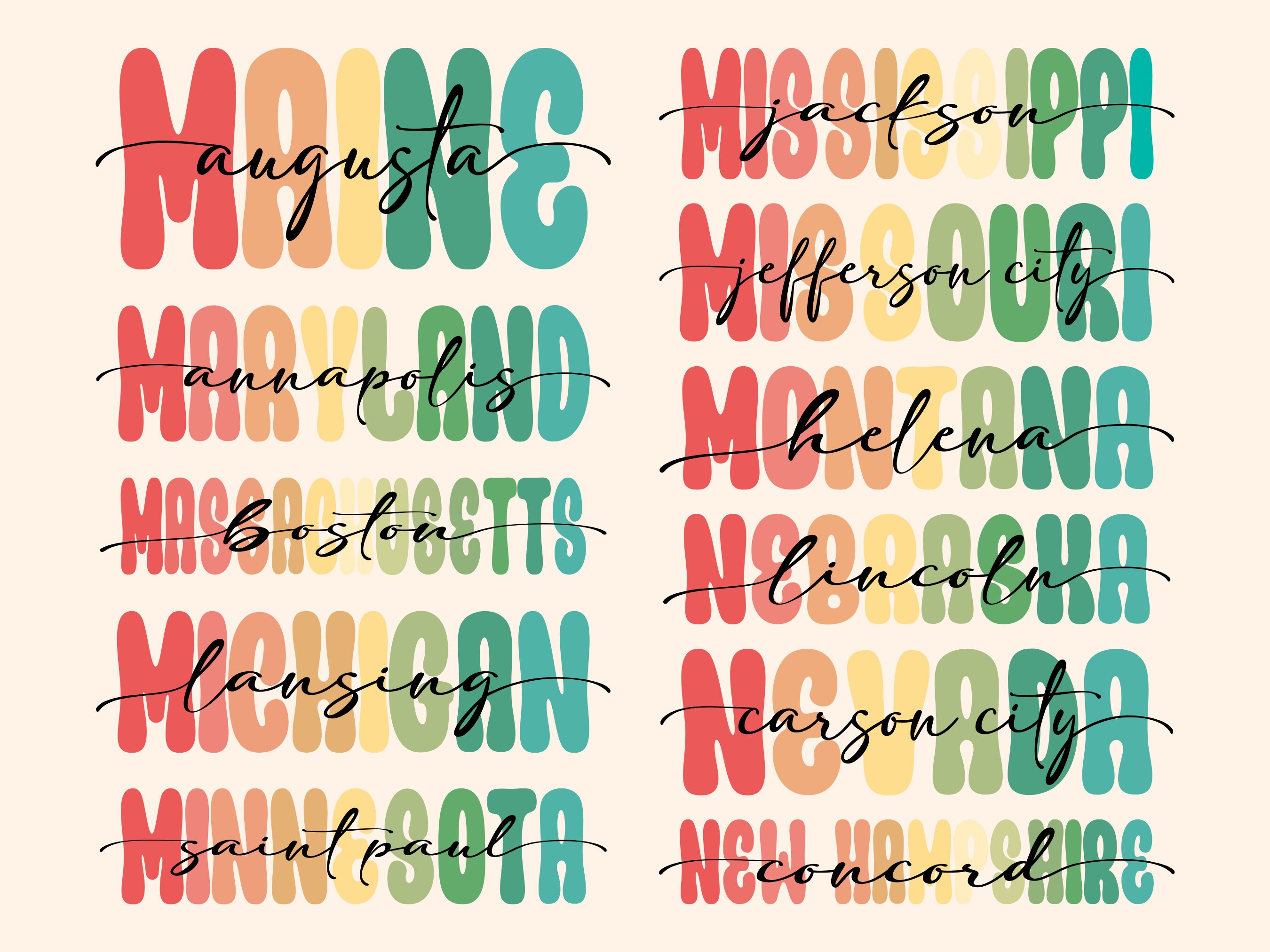 State SVG Bundle State With Capital Svg Art, United States Svg, Svg Cut ...