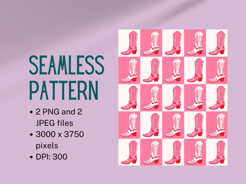 Cowgirl Boot Pattern (DIGITAL ART) Western Seamless Pattern, Pattern ...