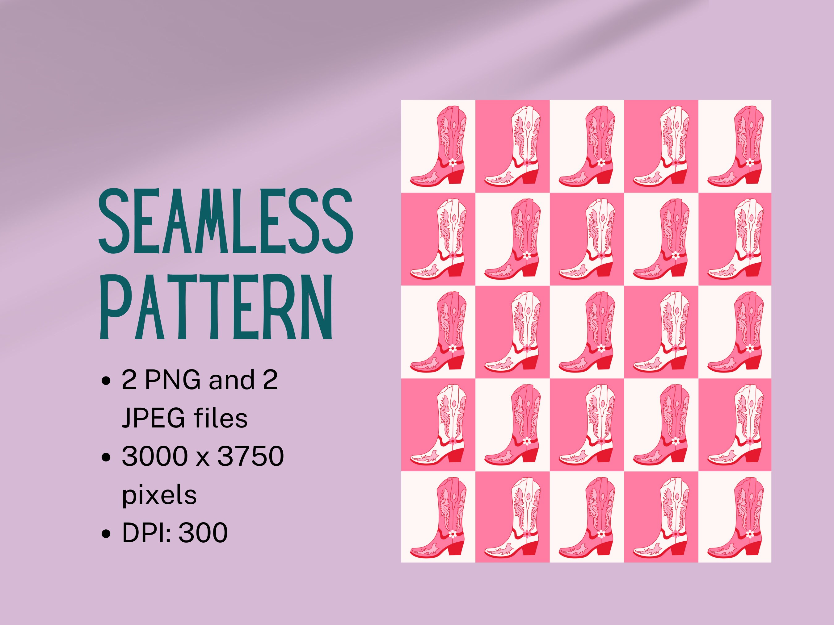 Cowgirl Boot Pattern (DIGITAL ART) Western Seamless Pattern, Pattern ...