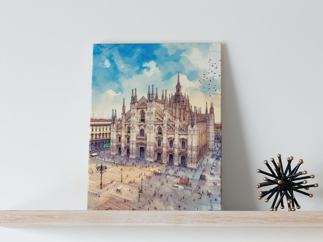 Milan Cathedral Watercolor Art Canvas - Italy, Travel Art, Art Prints ...