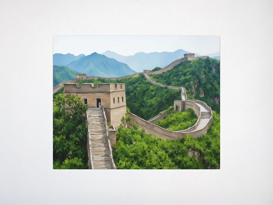 Great Wall of China Watercolor Art Canvas - China Wall Art, China ...