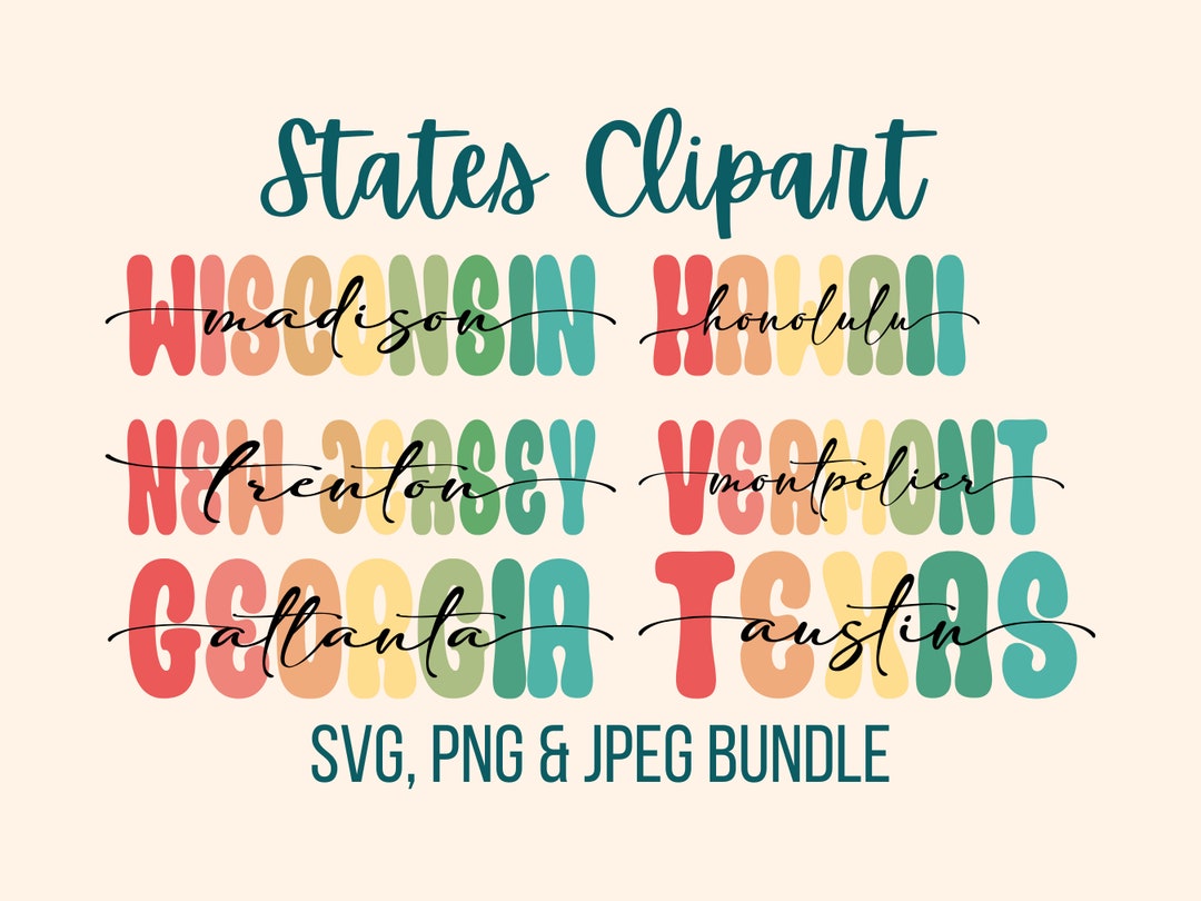 State SVG Bundle - State With Capital Svg Art, United States Svg, Svg ...