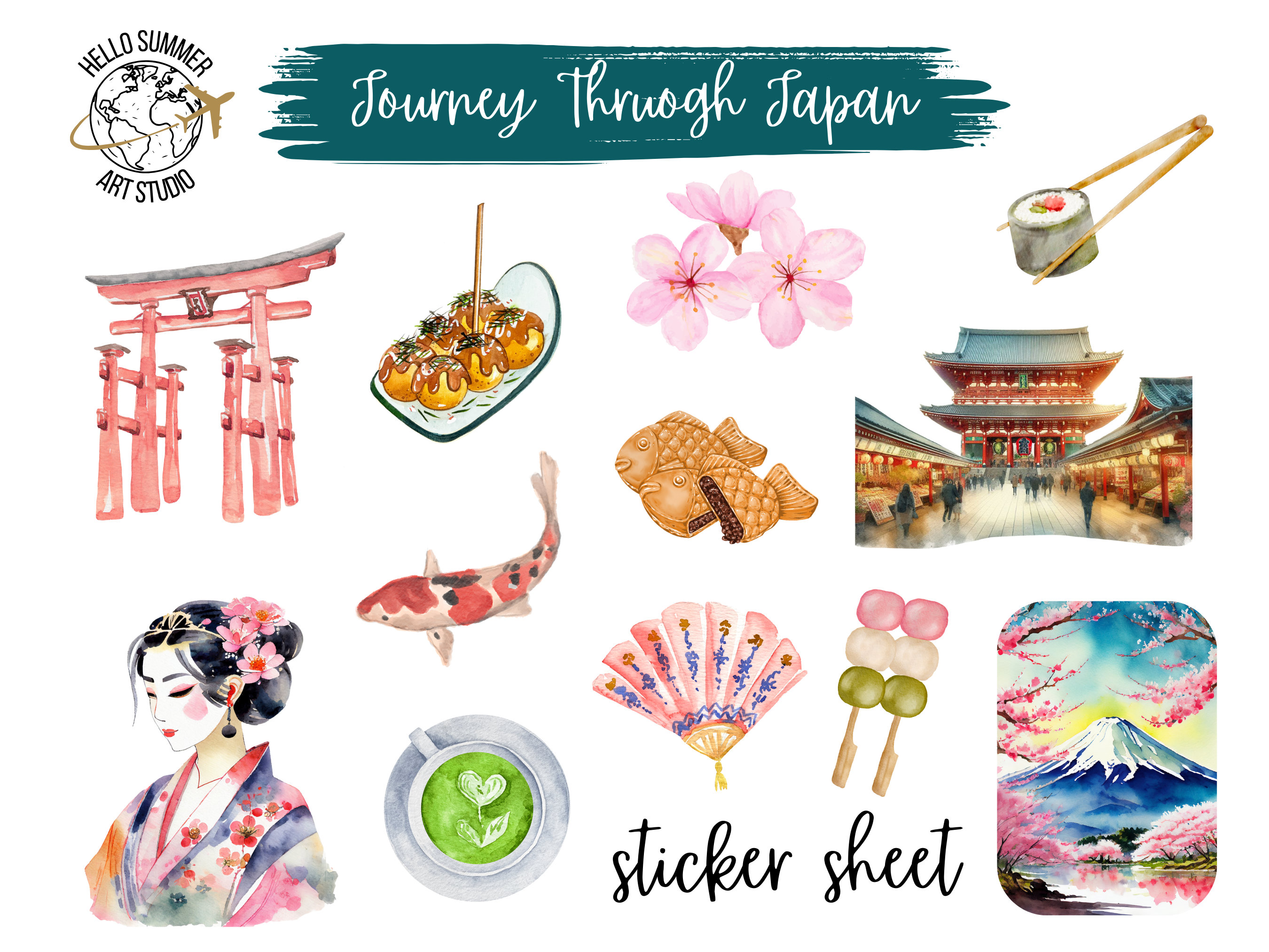 Journey Through Japan Sticker Sheet Planner Stickers, Scrap Book ...