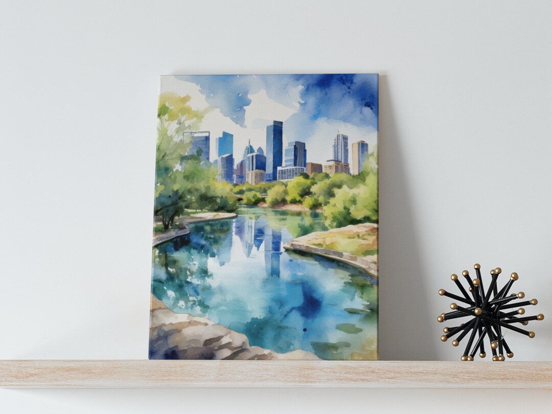 Barton Springs Watercolor Art Canvas - Austin Wall Art, Printable Wall ...