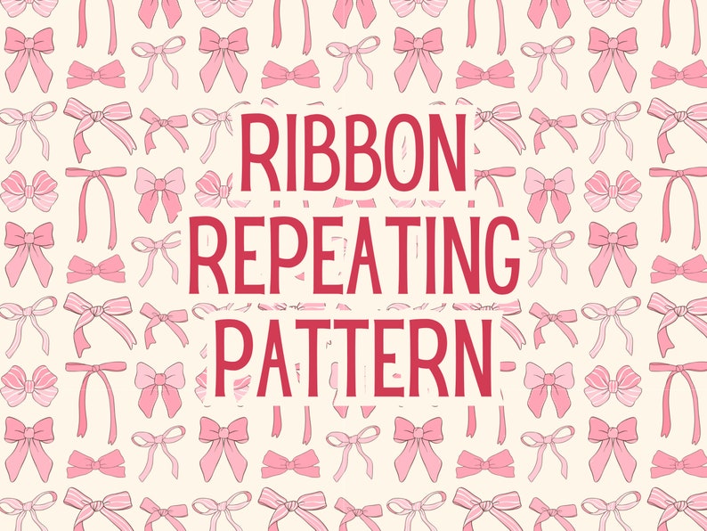 Ribbon Bow Pattern DIGITAL ART France, Seamless Pattern, Pattern Tiles Digital Print Set ...