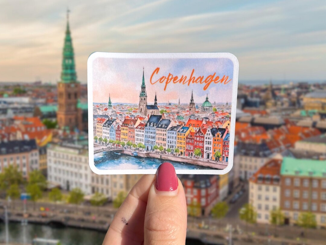 Copenhagen Sticker - Denmark, Backpacker Sticker, Watercolor Travel Art ...