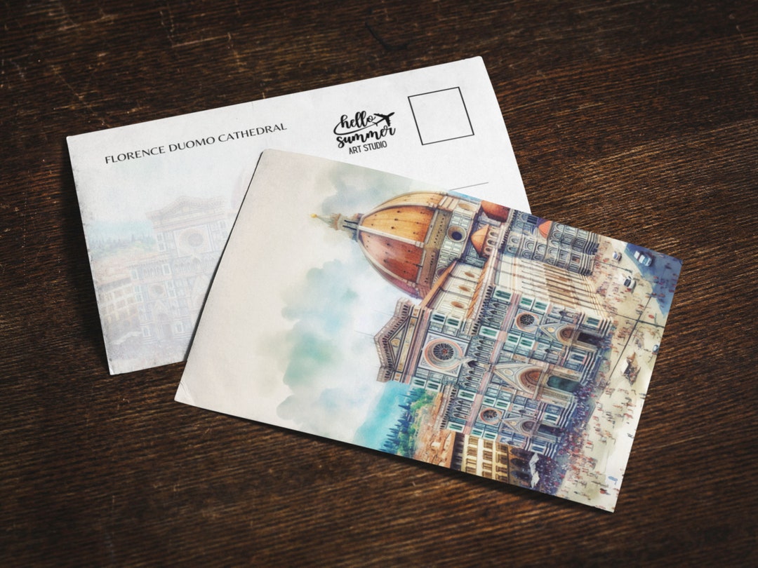 Duomo Cathedral Watercolor Postcard, 5 X 7, Stationery, Florence ...
