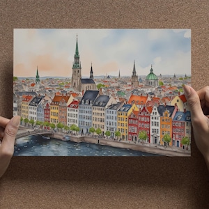 Copenhagen Watercolor Art Print - Denmark, City Wall Art, Copenhagen ...
