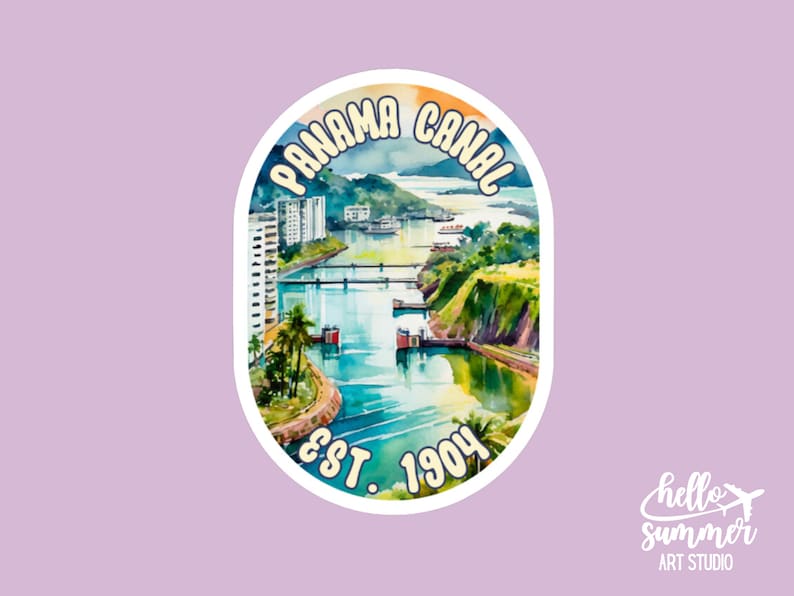 Panama Canal Sticker - Panama Sticker, Panama City Sticker, Watercolor ...