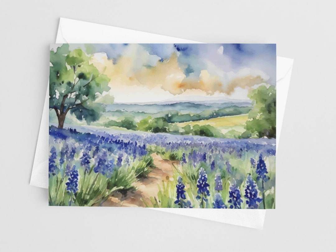 Texas Hill Country Greeting Cards, 5 X 7 Greeting Card Set, Blue Bonnet ...