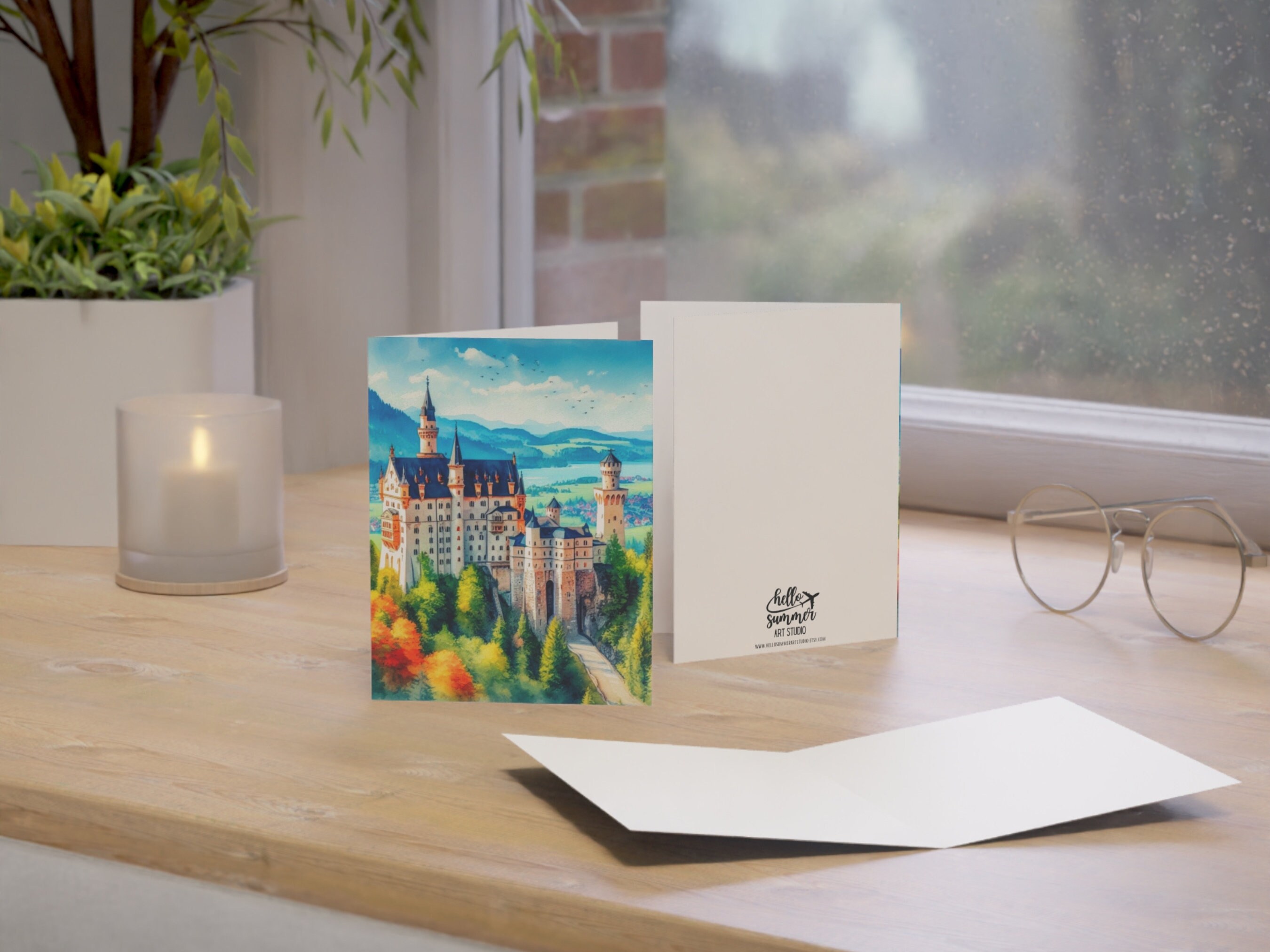 Neuschwanstein Castle Watercolor Greeting Cards, 5 X 7 Greeting Card ...