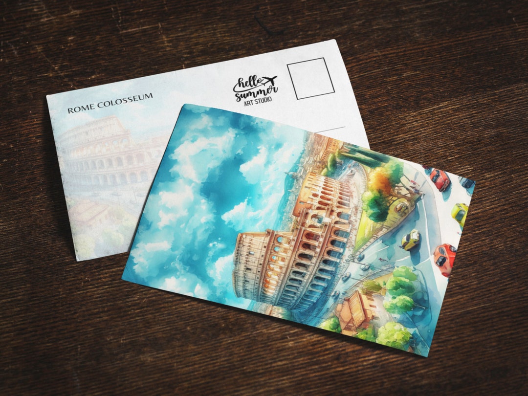 Rome Colosseum Watercolor Postcard, 5 X 7, Stationery, Italy Painting ...