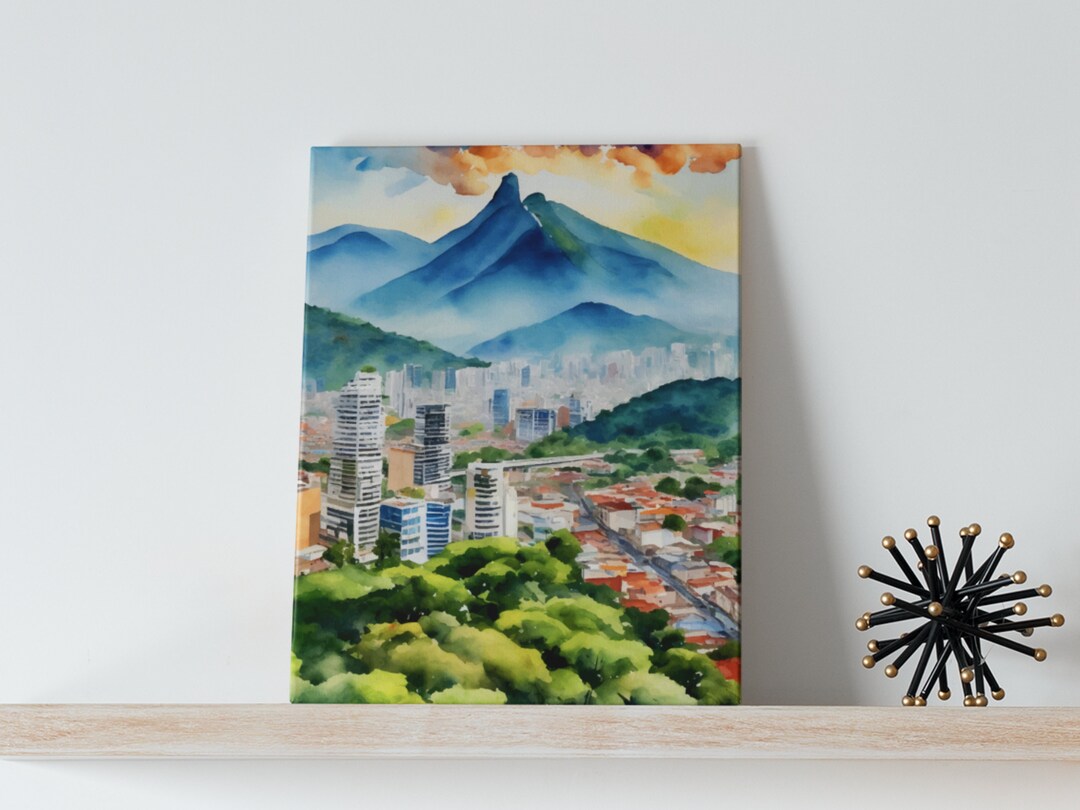 Caracas Watercolor Art Canvas - Venezuela, Travel Art, Watercolor ...