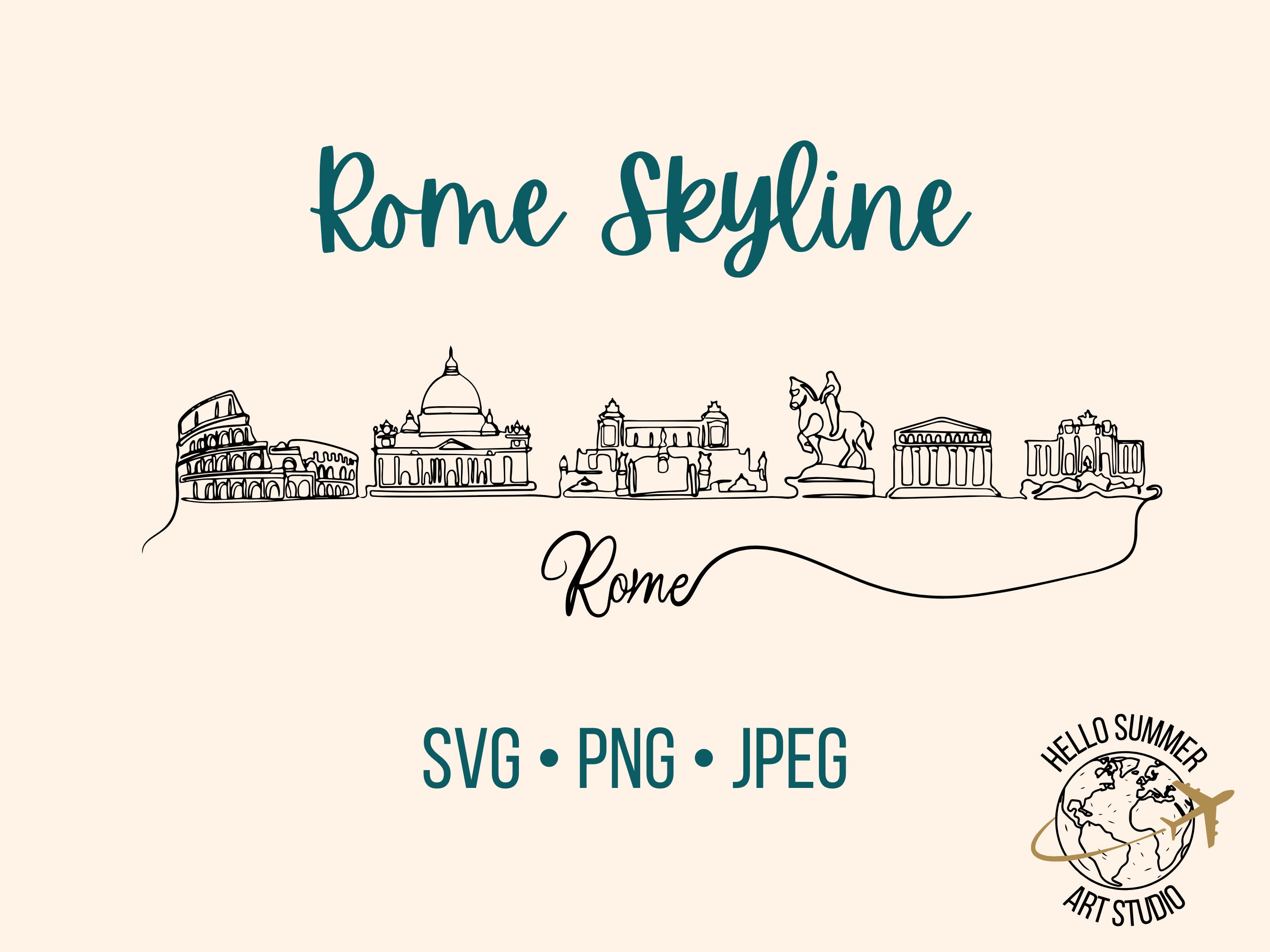 Rome Skyline Svg, Png, Jpeg City Skyline, Wall Art, Printable Wall Art ...