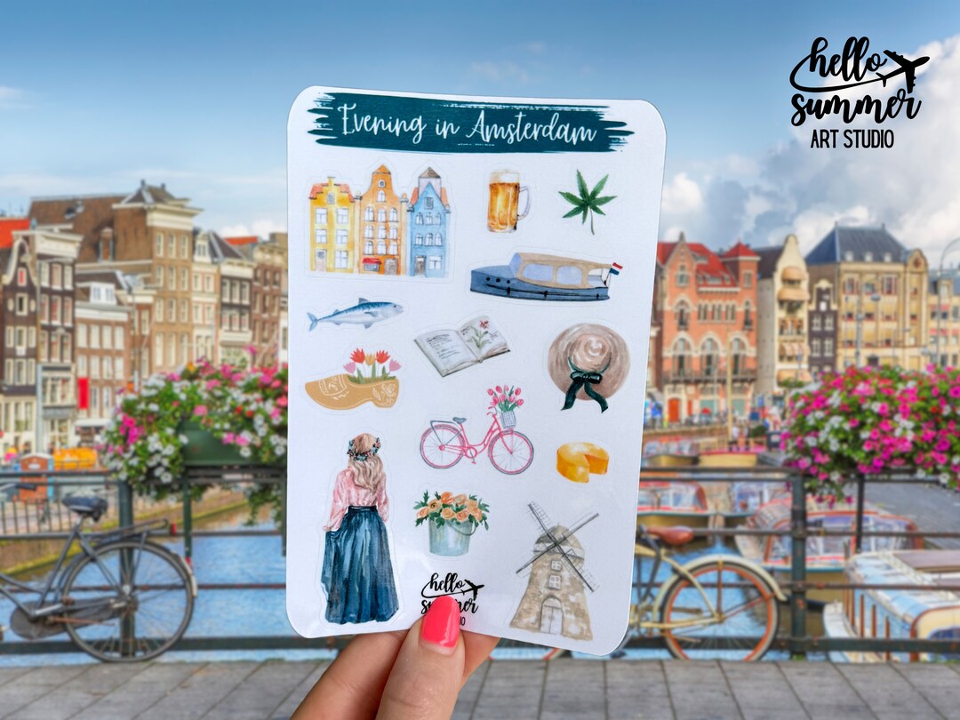 Evening in Amsterdam Sticker Sheet - Planner Stickers, Kawaii Stickers ...