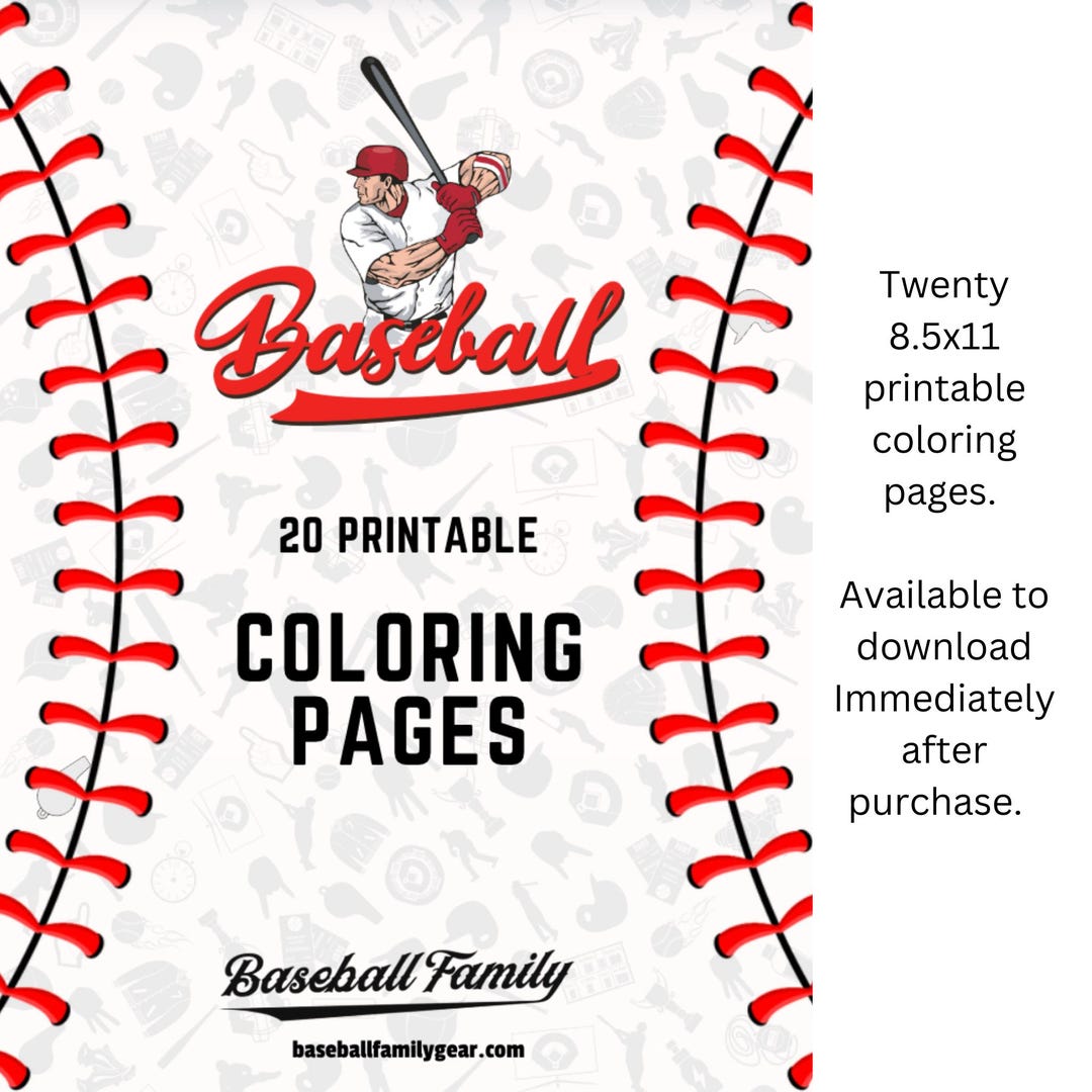 Baseball Printable Coloring Pages 20 Page Instant Digital Download ...