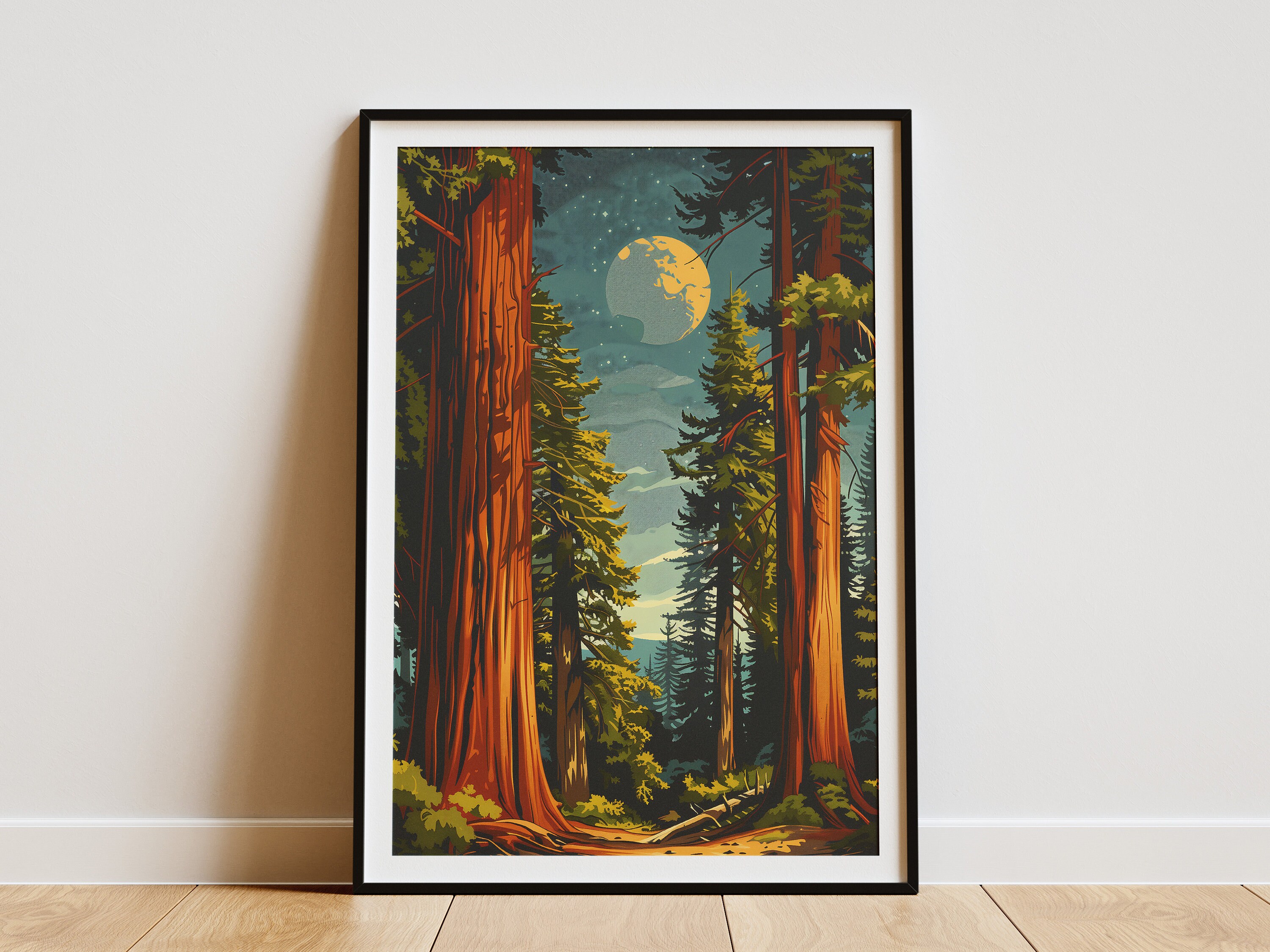 California Redwood Forest Poster Print Vintage Travel Poster Mid ...