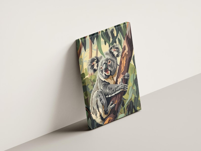 Koala in Eucalyptus Tree Poster Australian Wildlife Animal Art Print ...