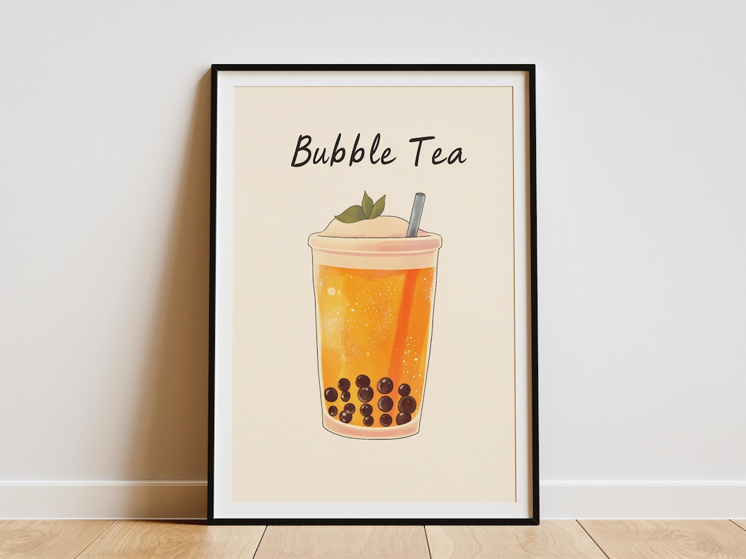 Boba Tea Poster Bubble Tea Drink Poster Cute Boba Art Print Kawaii Food ...