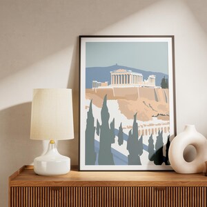 Athens Acropolis Print Greece Art Poster Modern Greek Architecture Wall ...