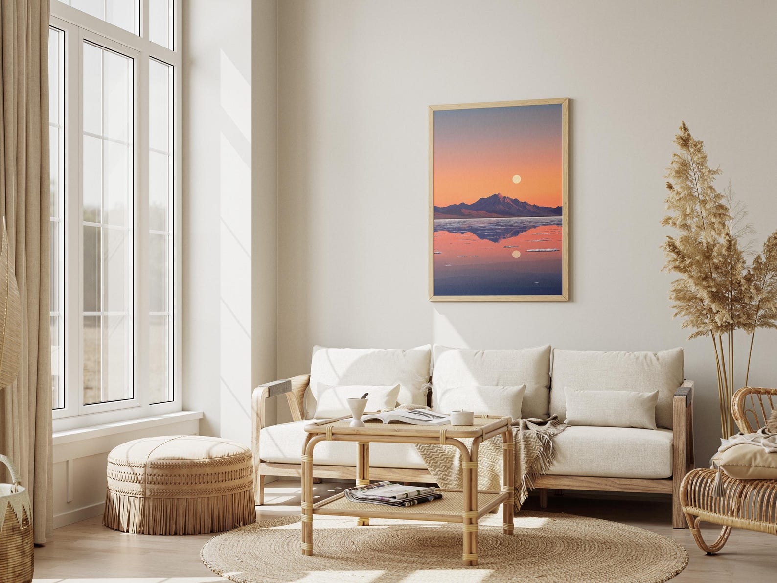Salar De Uyuni Bolivia Flat Illustration Sunset Landscape Poster ...